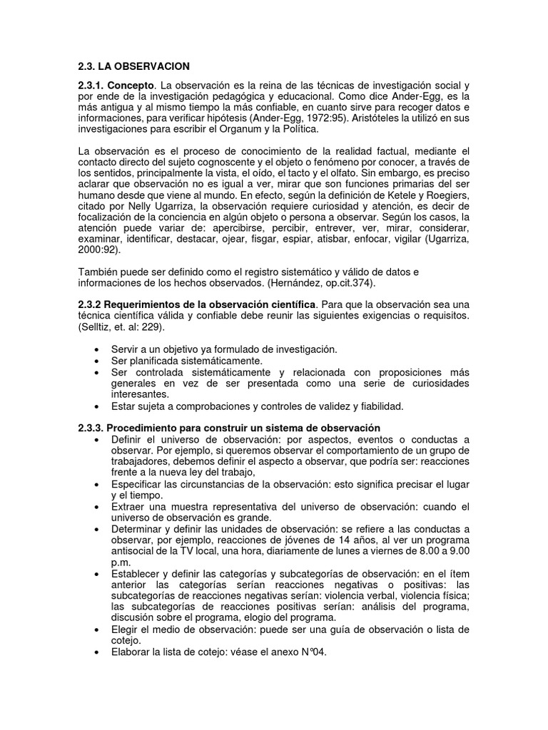 Unidad de Aprendizaje Nro 2.3 - Nro 2.4 Observacion y Actitudes | PDF ...