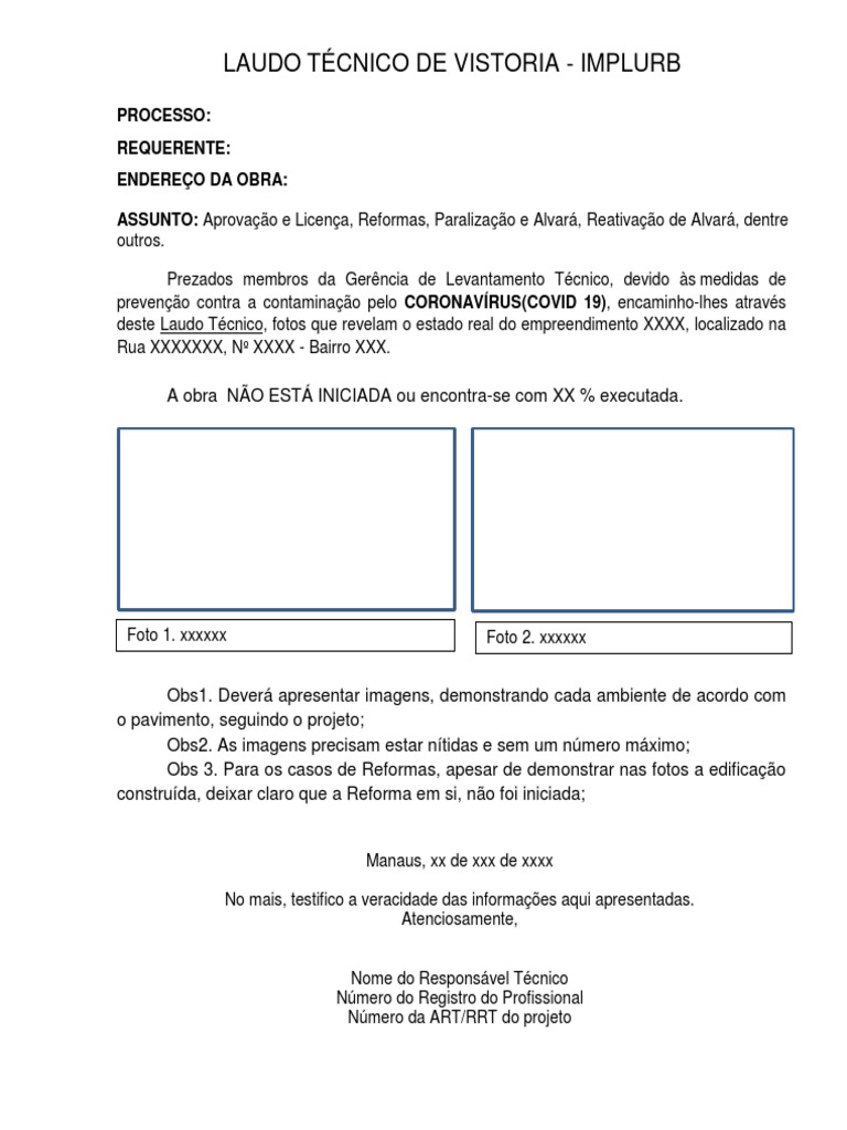 Laudo Técnico de Vistoria de Obra | PDF