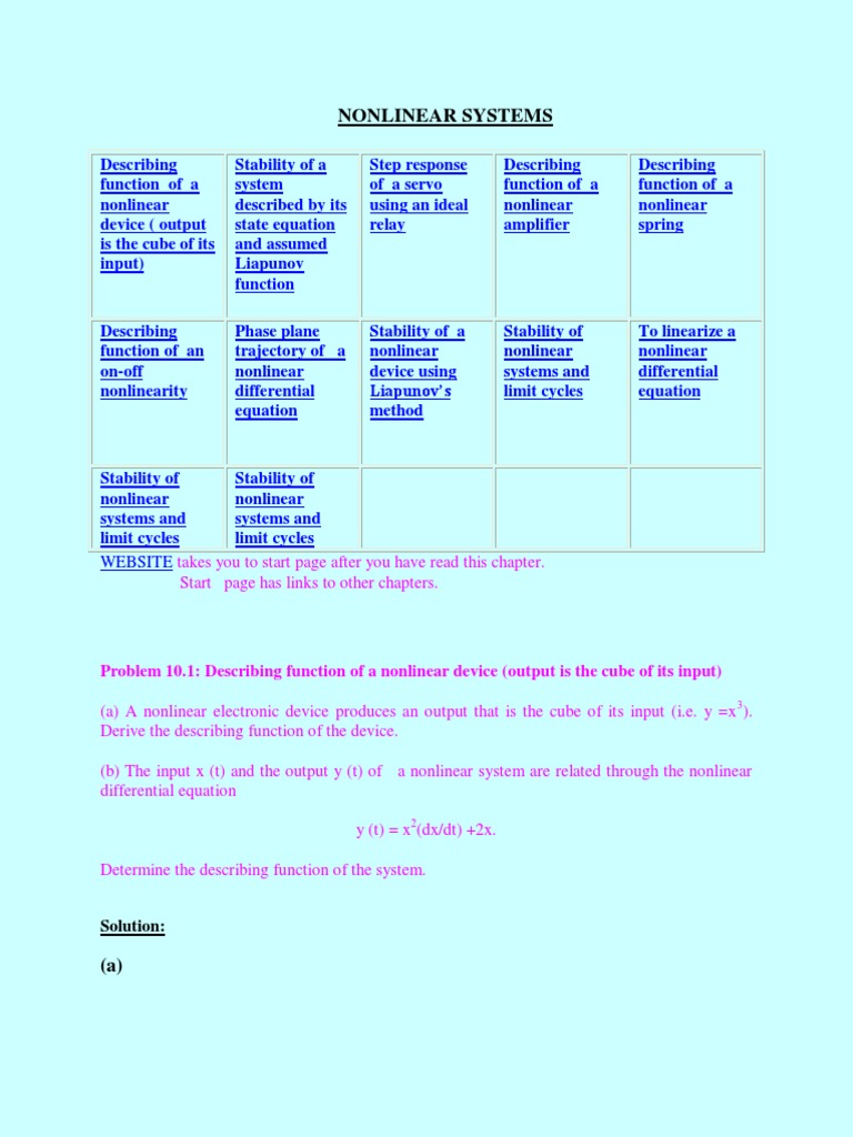Nonlinear Systems | Download Free PDF | Nonlinear System | Stability Theory