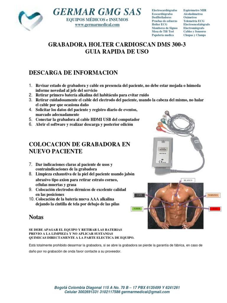 Guía Rápida Uso Grabadora Holter | PDF | Tecnología