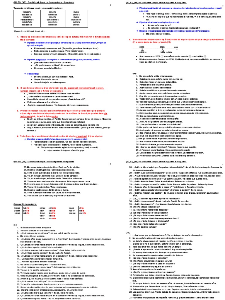 (60, 61), (49.) - Condicional Simple - Verbos Regulares e Irregulares | PDF