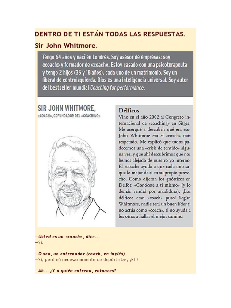 John Withmore - Cofundador Del Coaching | PDF
