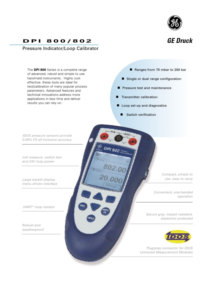 GE Druck: Pressure Indicator/Loop Calibrator | PDF | Calibration | Resistor
