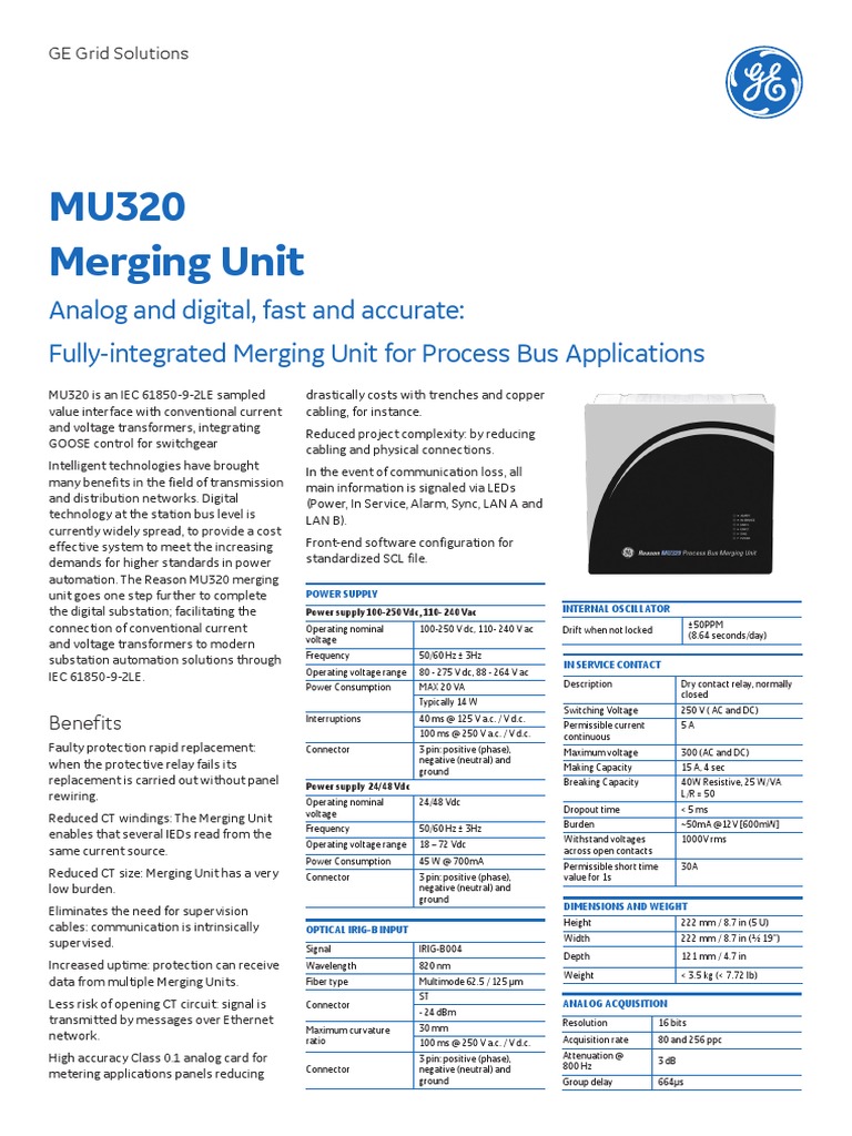 MU320 Merging Unit: Analog and Digital, Fast and Accurate: Fully ...