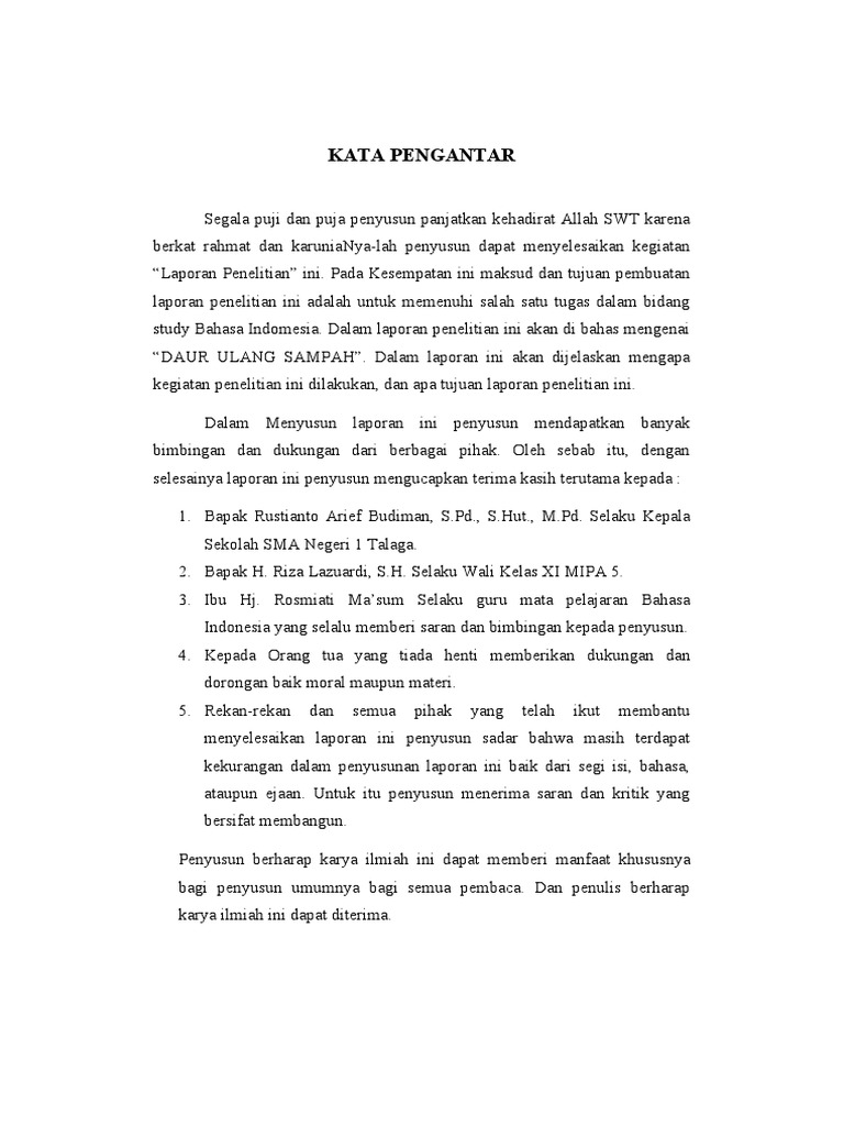 KATA PENGANTAR Karya Ilmiah | PDF | Seni & Disiplin Bahasa