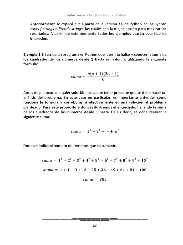 Suma de Cuadrados en Python | PDF