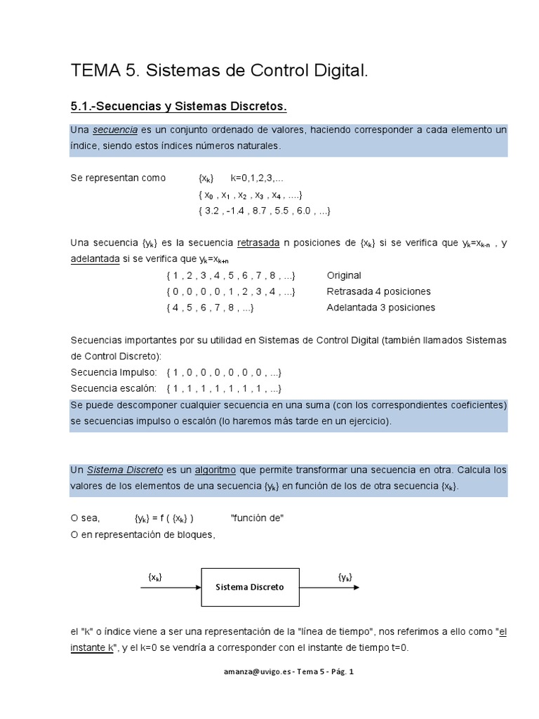 Sistemas de Control Digital: Introducción a las Secuencias, Sistemas ...