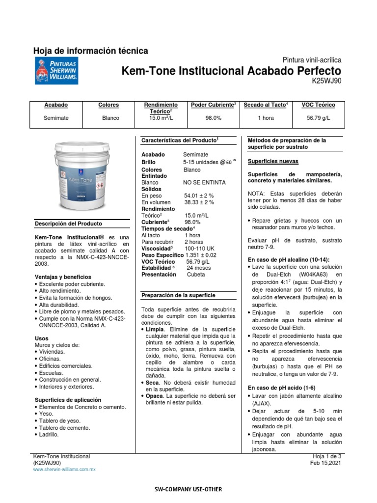 K25WJ90 Kem Tone Institucional | PDF | Pintar | Pinturas