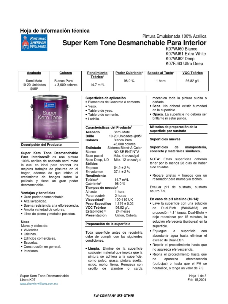 Línea K07 Super Kem Tone Desmanchable | PDF | Pinturas | Cepillo