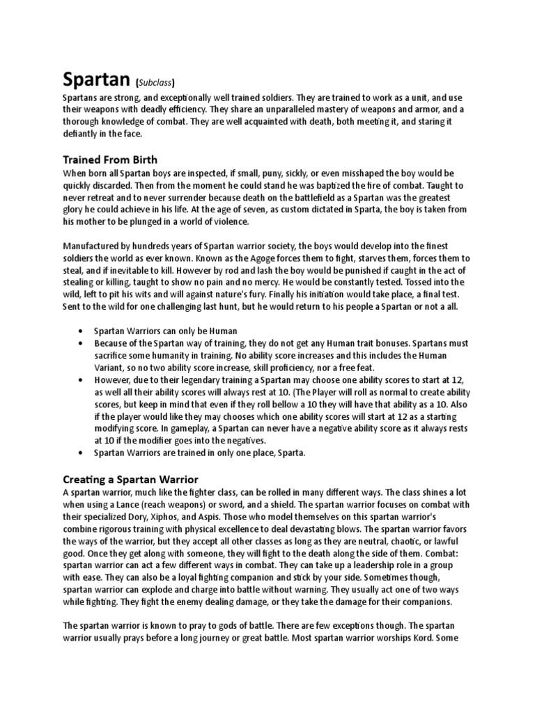Spartan (Class) | PDF | Sparta | Spear