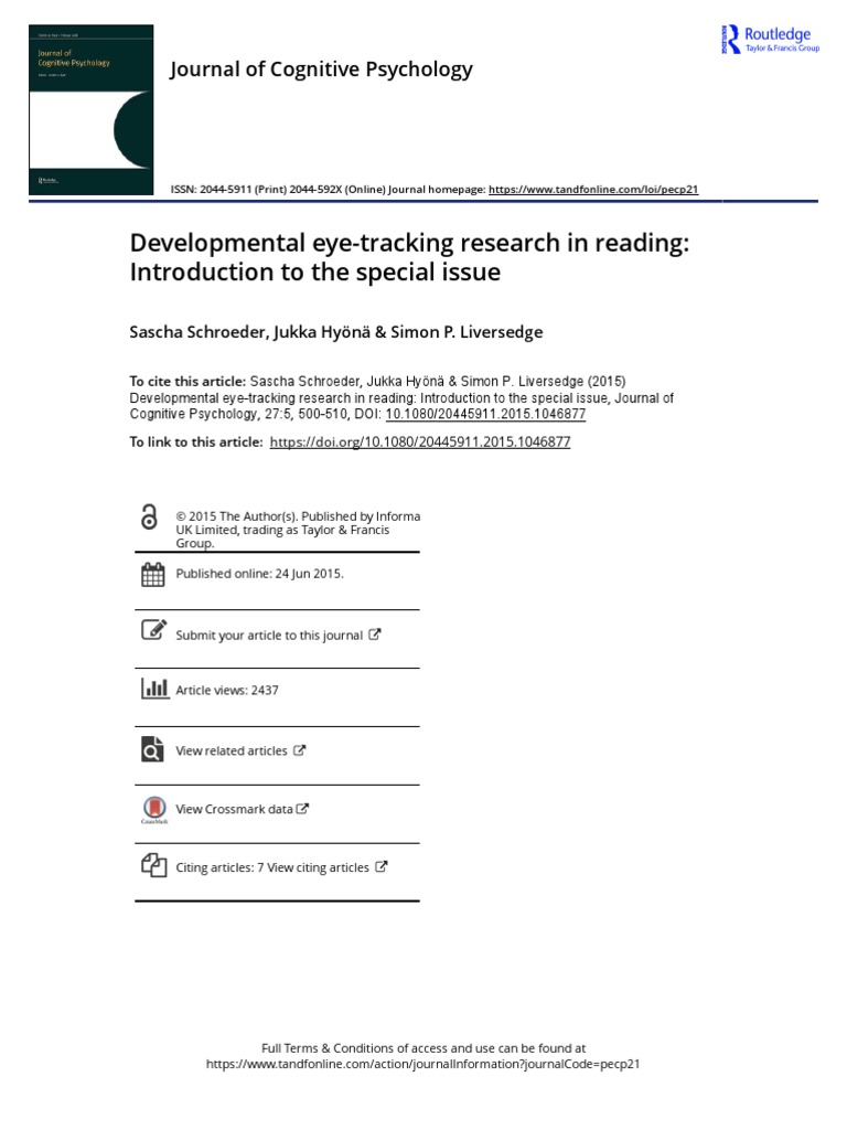 2.developmental Eye Tracking Research in Reading Introduction To The ...