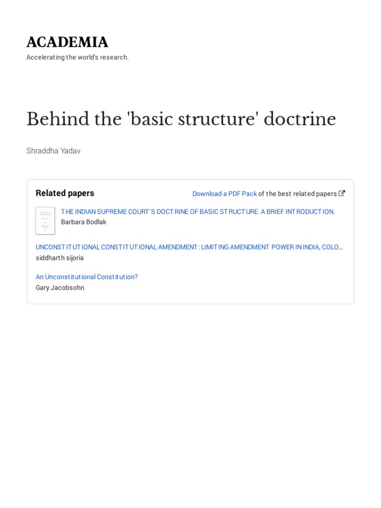 Behind The Basic Structure Doctrine With Cover Page v2 | PDF | Supreme ...