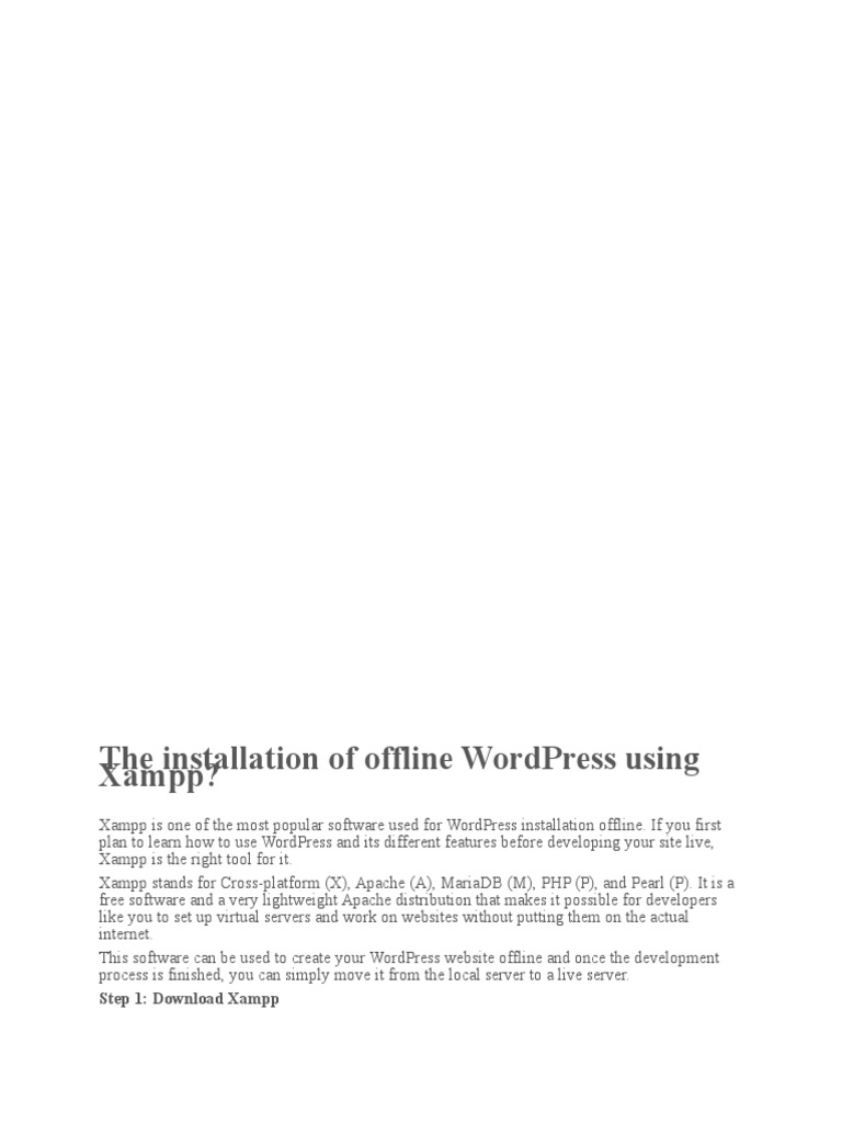 The Installation of Offline WordPress Using Xampp | PDF | Word Press ...