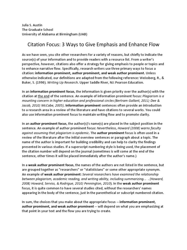 Three Ways to Give Emphasis and Enhance Flow Through Citation Focus ...