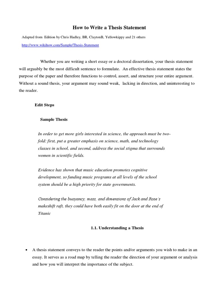 How To Write A Thesis Statement | PDF | Essays | Thesis