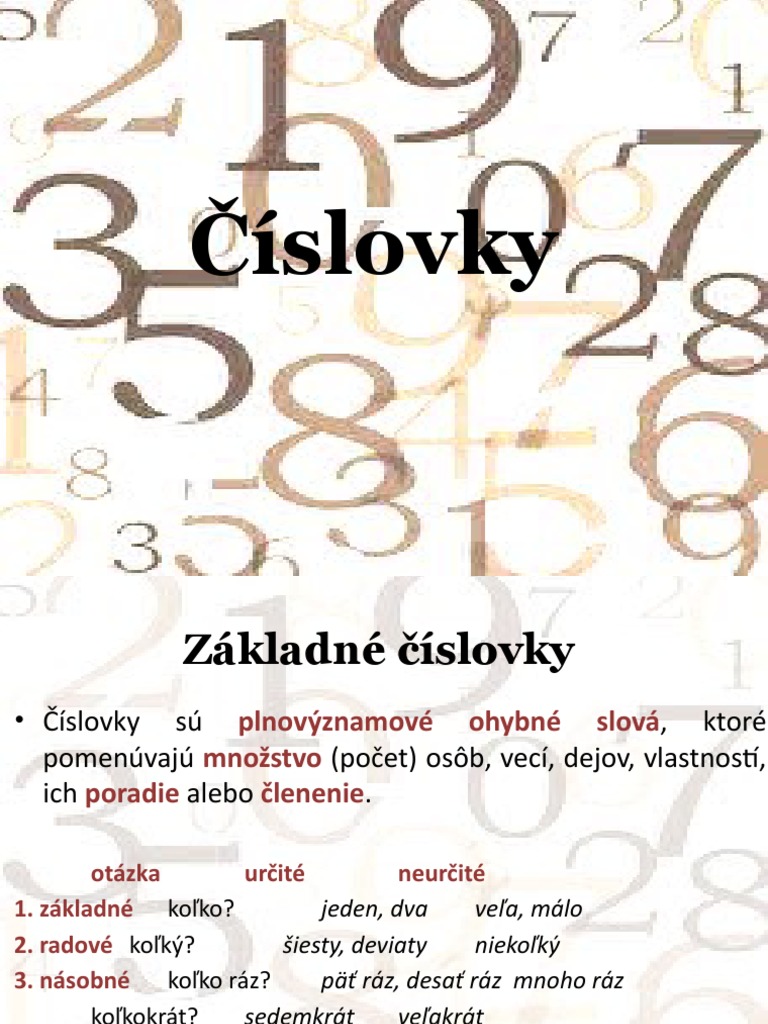 Číslovky. Pre Žiakovpptx | PDF