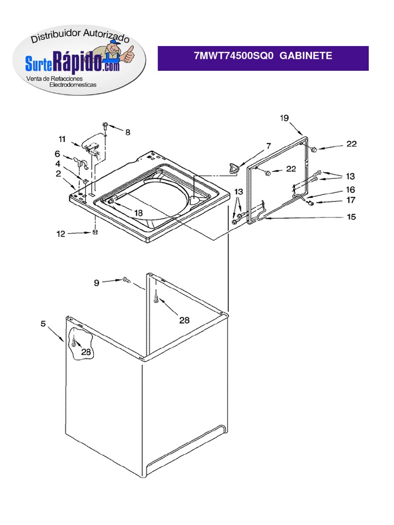 Diagrama de Partes Lavadora Whirlpool | PDF | Washing Machine | Manual ...