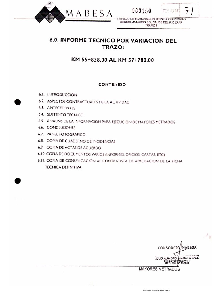 Informe Técnico Variación Trazo - Consorcio MABESA | PDF