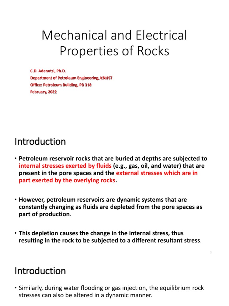 Mechanical and Electrical Properties of Rocks | PDF | Strength Of ...