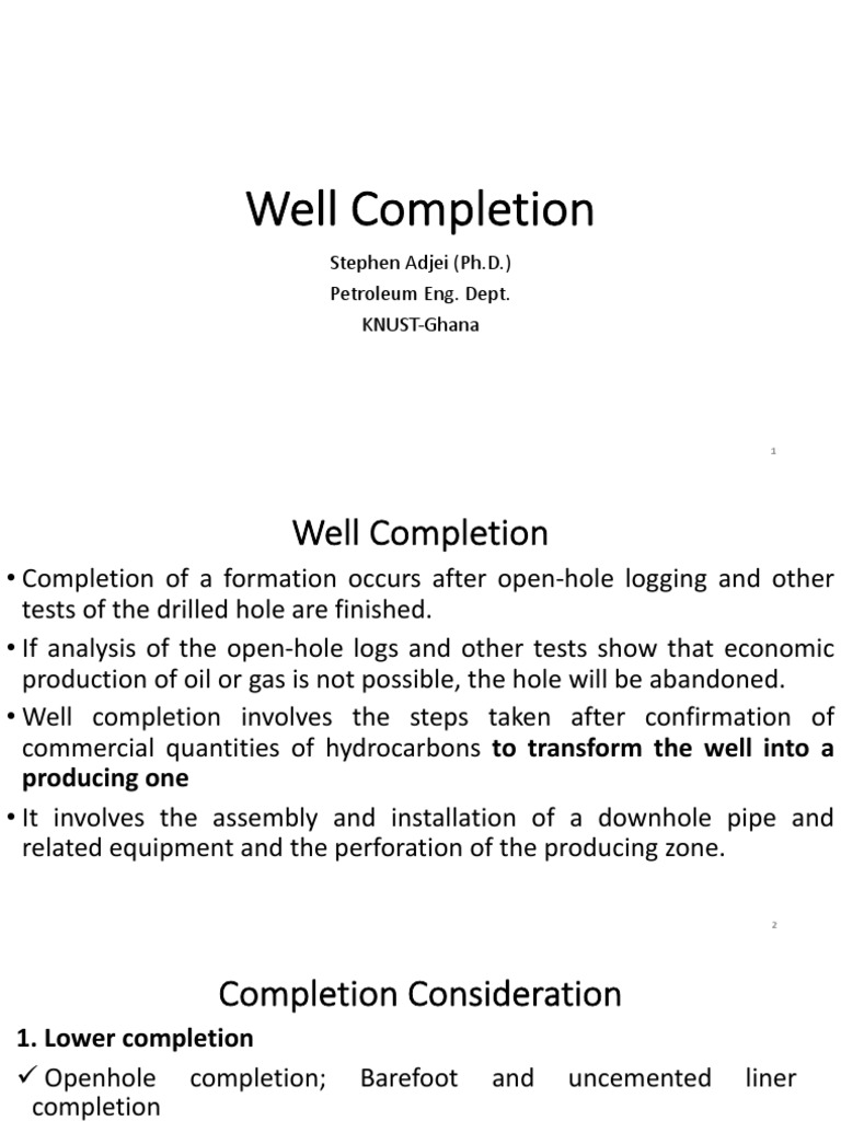 2 Basics of Well Completion | PDF | Casing (Borehole) | Pipe (Fluid ...