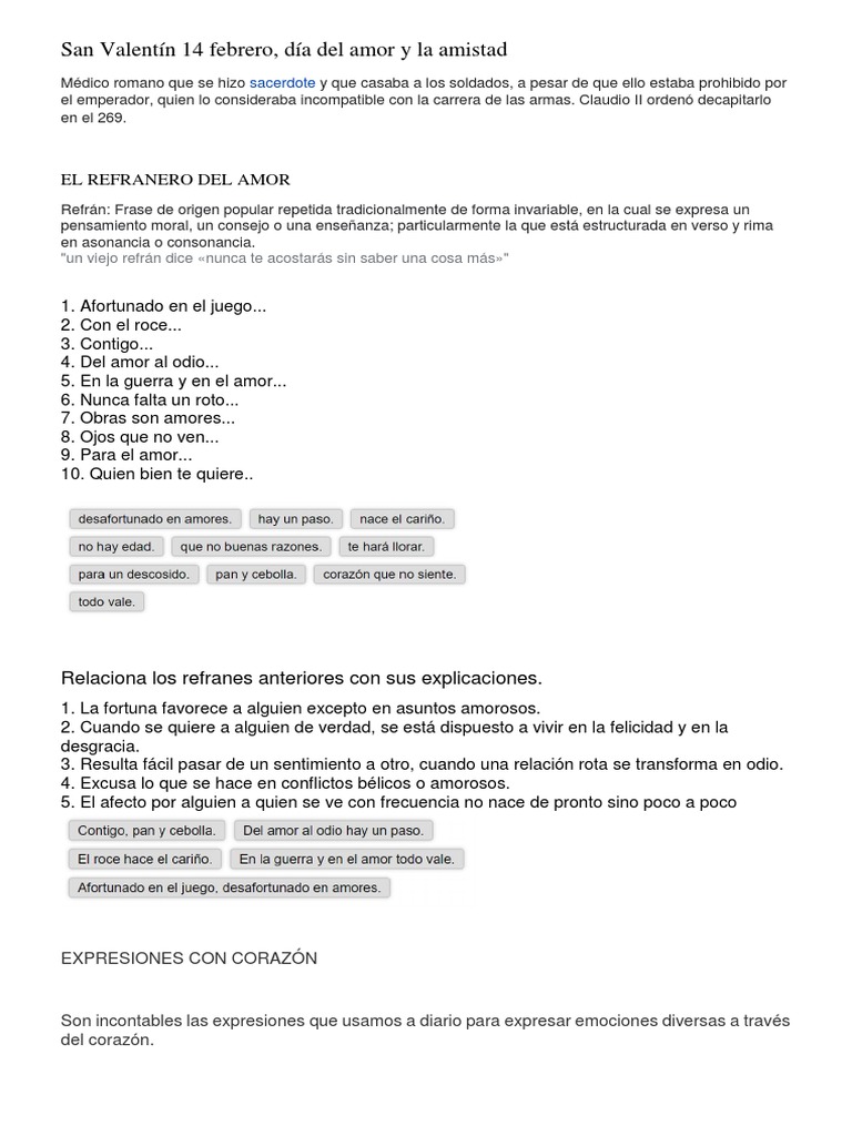 ELE. San Valentín | PDF | Amor