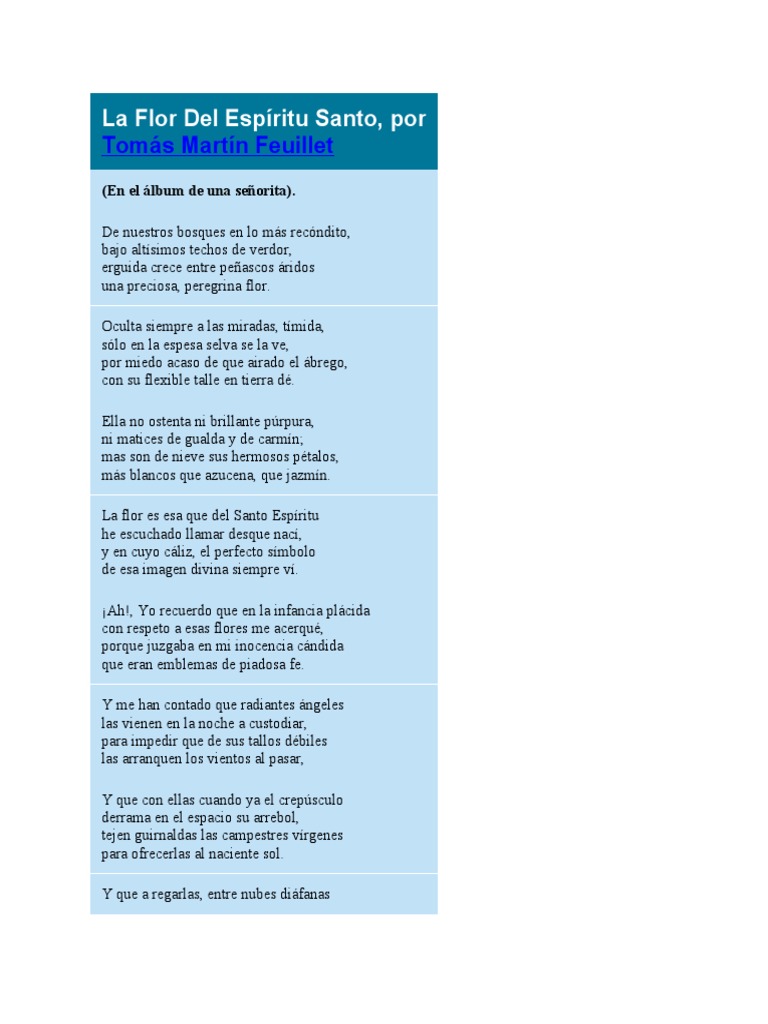 Poesía La Flor Del Espíritu Santo | PDF