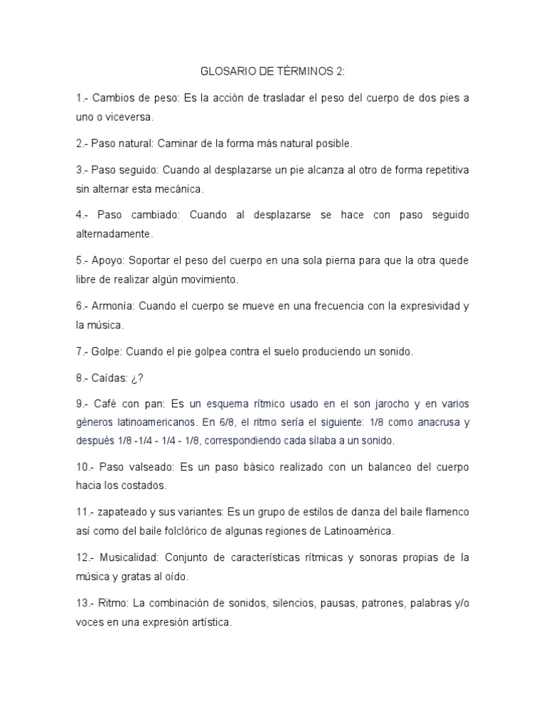 Glosario de Términos 2 | PDF | Ritmo | Bailes