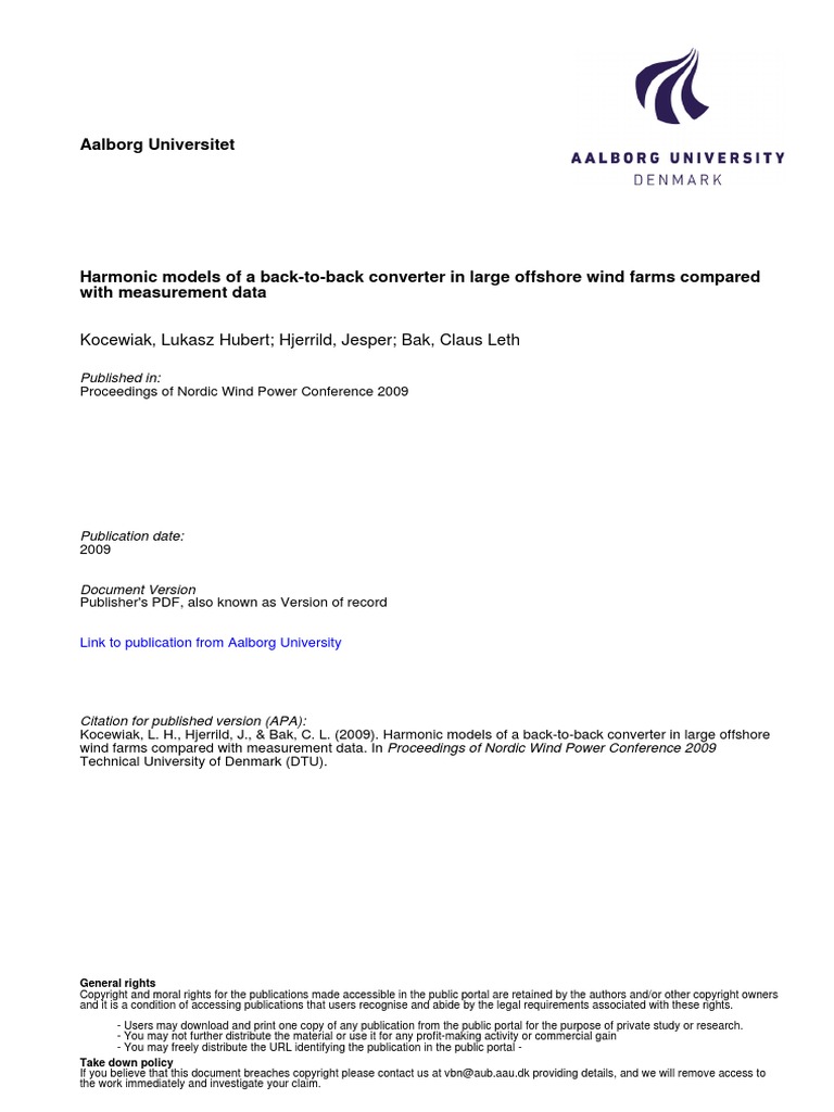 Harmonic Models of A Back To Back Converter | PDF | Power Electronics ...