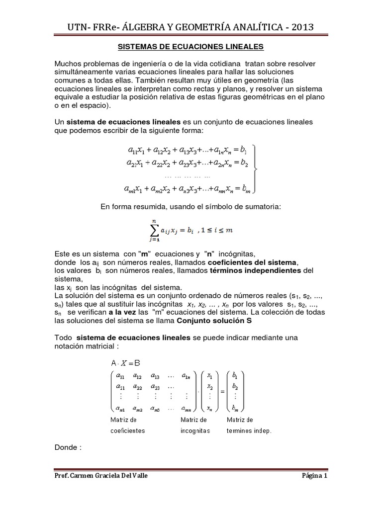 Sistemas de Ecuaciones Lineales Iem 2013 | PDF | Ecuaciones | Sistema de ecuaciones lineales