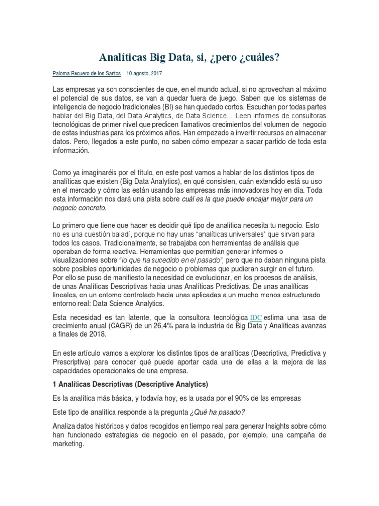 Las tres fases de la analítica: Descriptiva, Predictiva y Prescriptiva ...