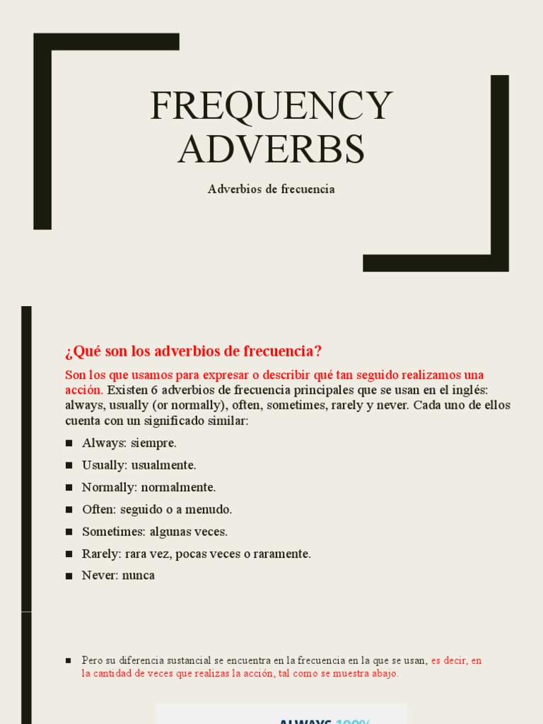 Adverbios de Frecuencia | PDF