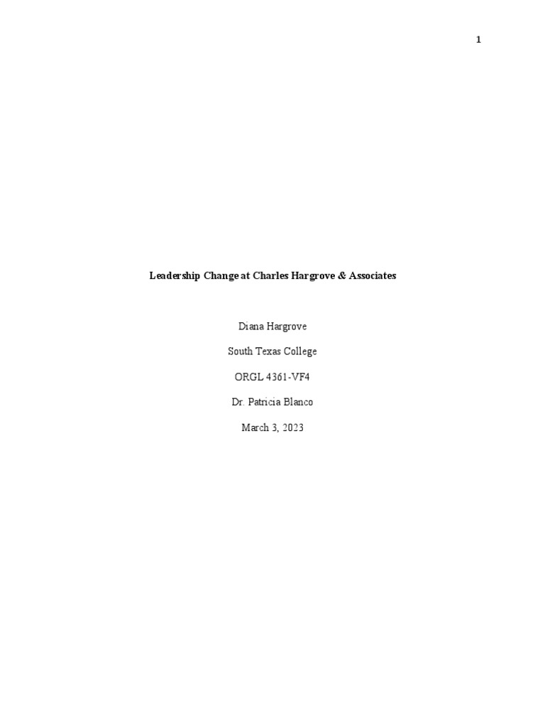 Leadership Change at Charles Hargrove Associates | PDF | Business ...