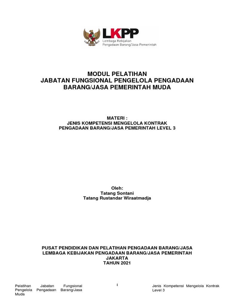 Modul JK Mengelola Kontrak PBJ Level 3 Versi II | PDF