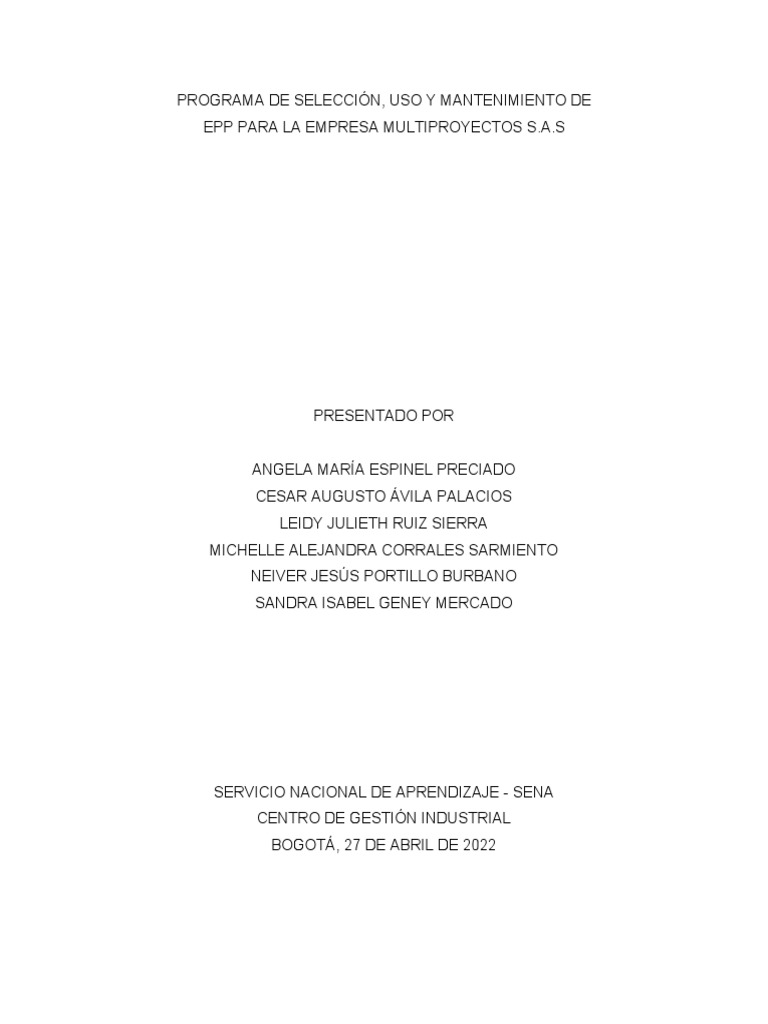 Programa de Epp | PDF | Factor de riesgo | Seguridad y salud ocupacional