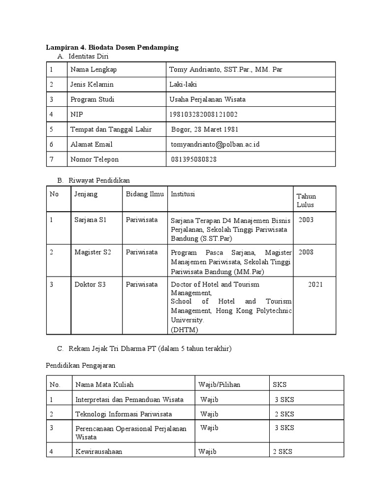 Draft Lampiran Biodata PKM RSH - Meta Girsang | PDF