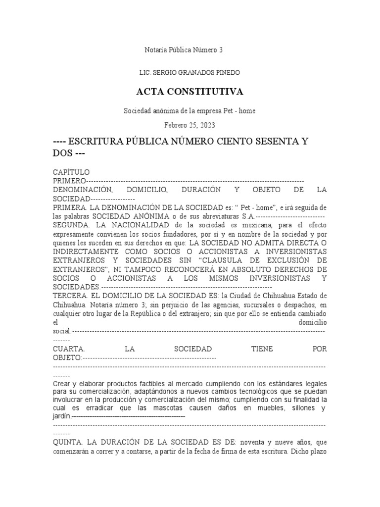 Acta Constitutiva | PDF | Sociedad de responsabilidad limitada | Negocios económicos