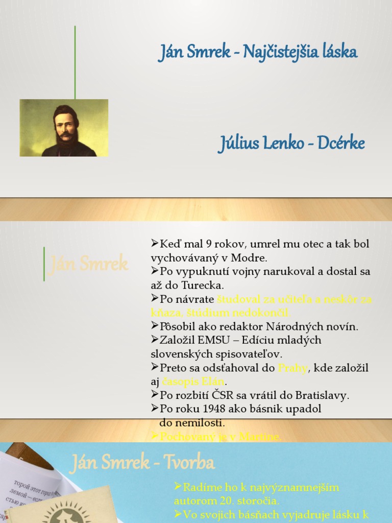 Ján Smrek - Najčistejšia Láska A Július Lenko - Dcérke | PDF