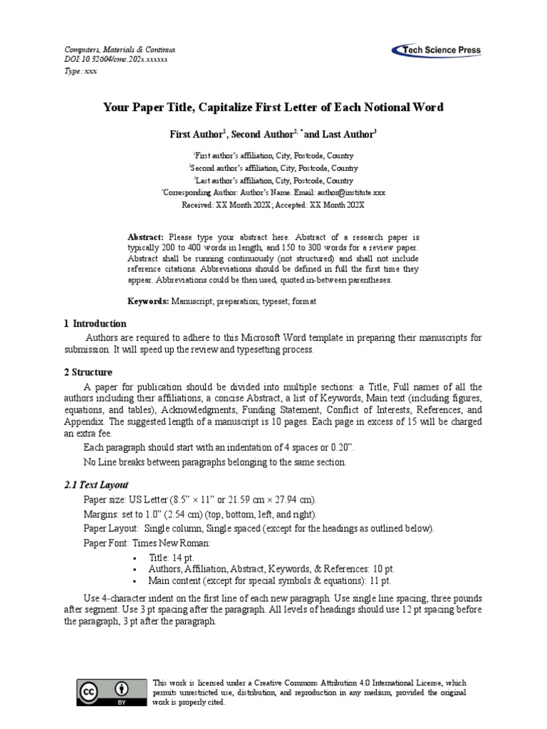 CMC Format Template | PDF | Paragraph | Citation