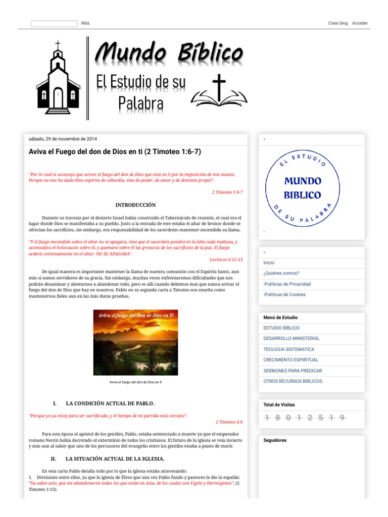 Mundo Bíblico - El Estudio de Su Palabra - Aviva El Fuego Del Don de ...