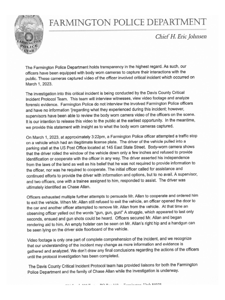 Farmington Police Press Release 030323 | PDF