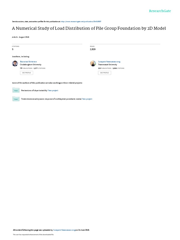 A Numerical Study of Load Distribution of Pile Group Foundation by 2D ...