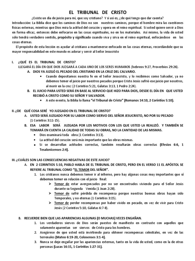 El Tribunal de Cristo: Enfocándonos en lo Eterno | PDF | Jesús | Cristo (título)