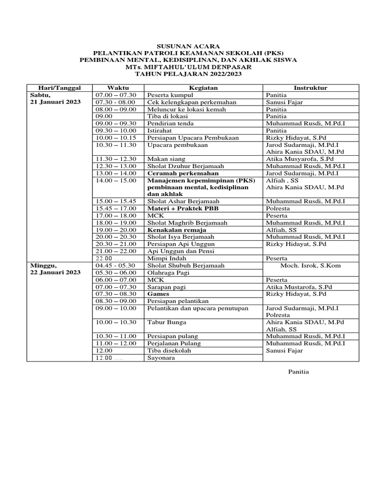 Susunan Acara Pelantikan PKS Fix | PDF