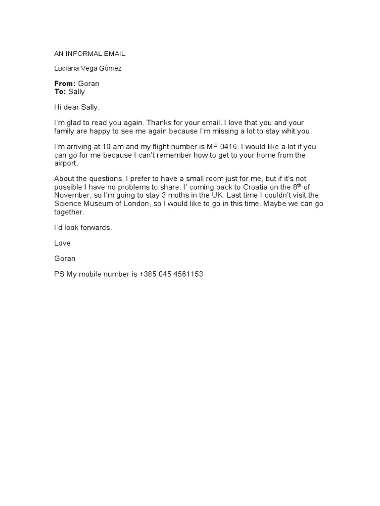 An Informal Mail | PDF