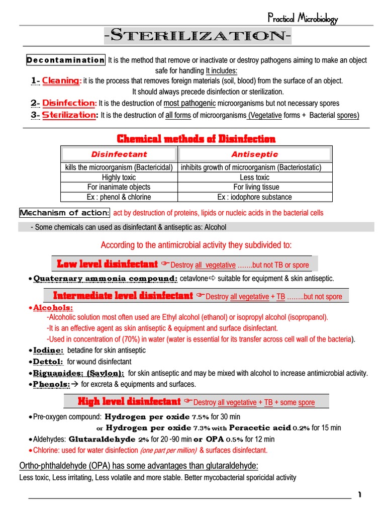 Sterilization | PDF | Disinfectant | Sterilization (Microbiology)