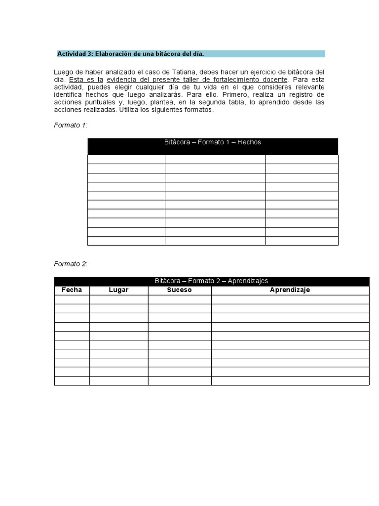 Actividad 3 - Elaboracion de Una Bitacora | PDF