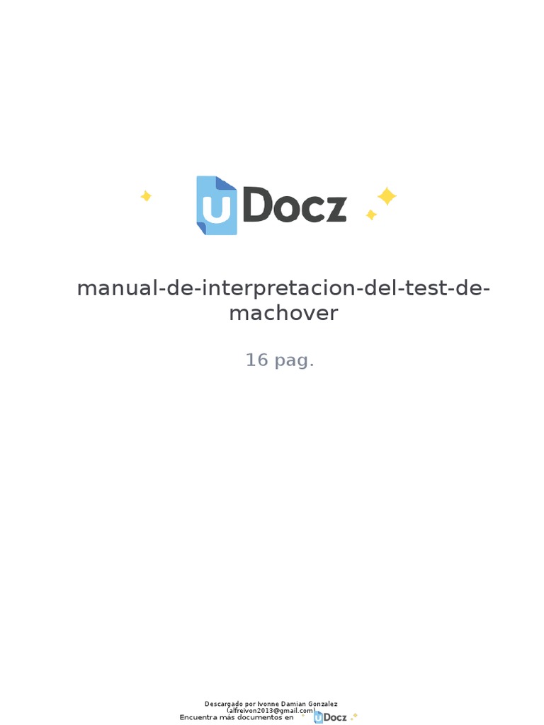 Manual de Interpretacion Del Test de Machover 158461 Downloable 1171166 ...