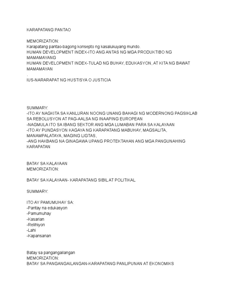 Ap Lecture Karapatang Pantao | PDF