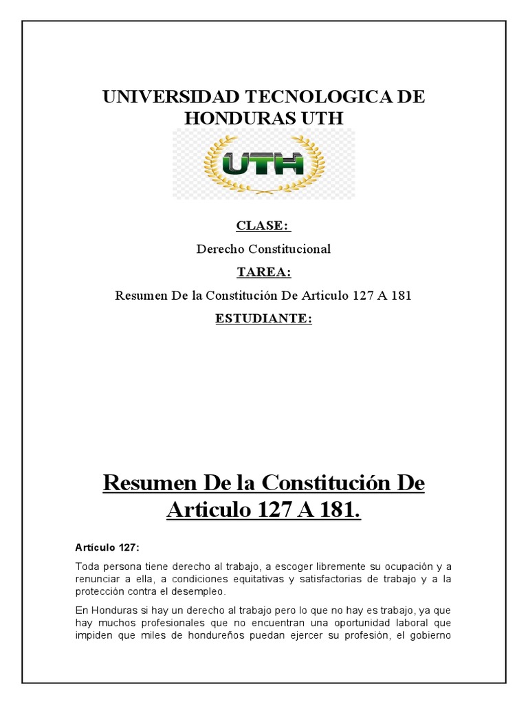 Articulos 127 Hasta181 Ultima Tarea | PDF | Honduras | Amamantamiento