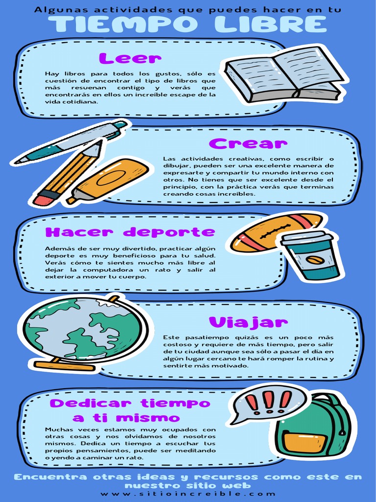 Infografía Algunas Cosas Que Puedes Hacer en Tu Tiempo Libre Divertido ...